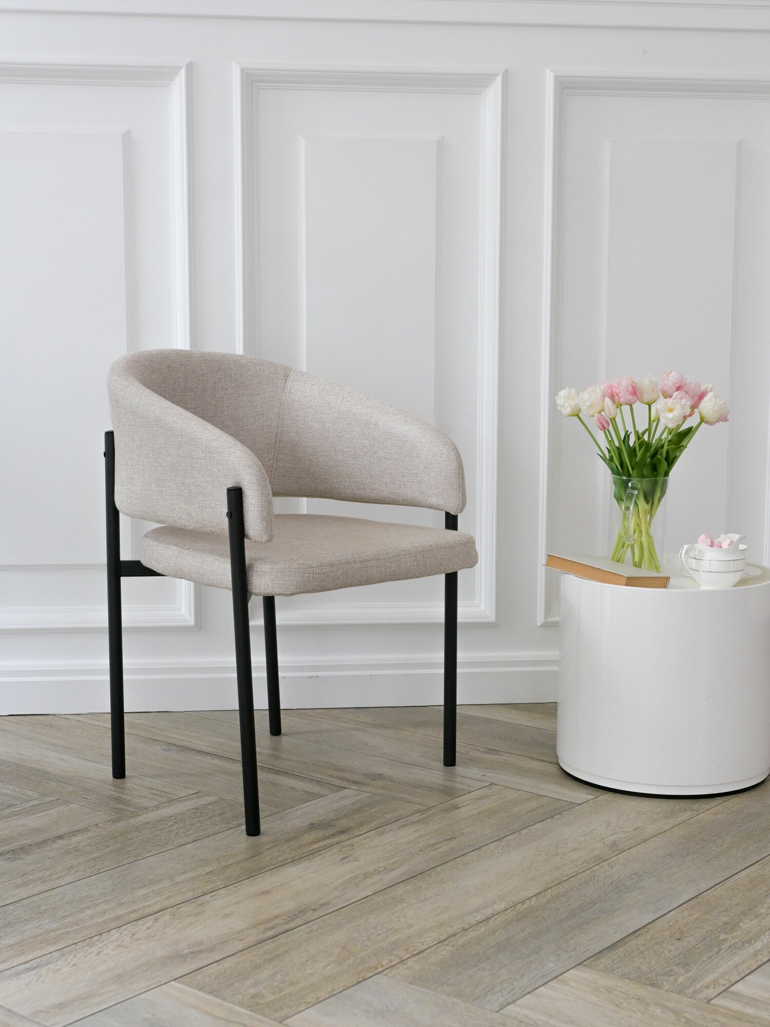 Мягкий стул кресло для кухни и гостиной в современном стиле, ткань рогожка