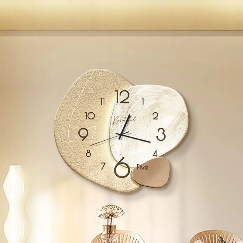 Настенные часы 40 см Фигурная форма кварцевый механизм керамика золотистый циферблат