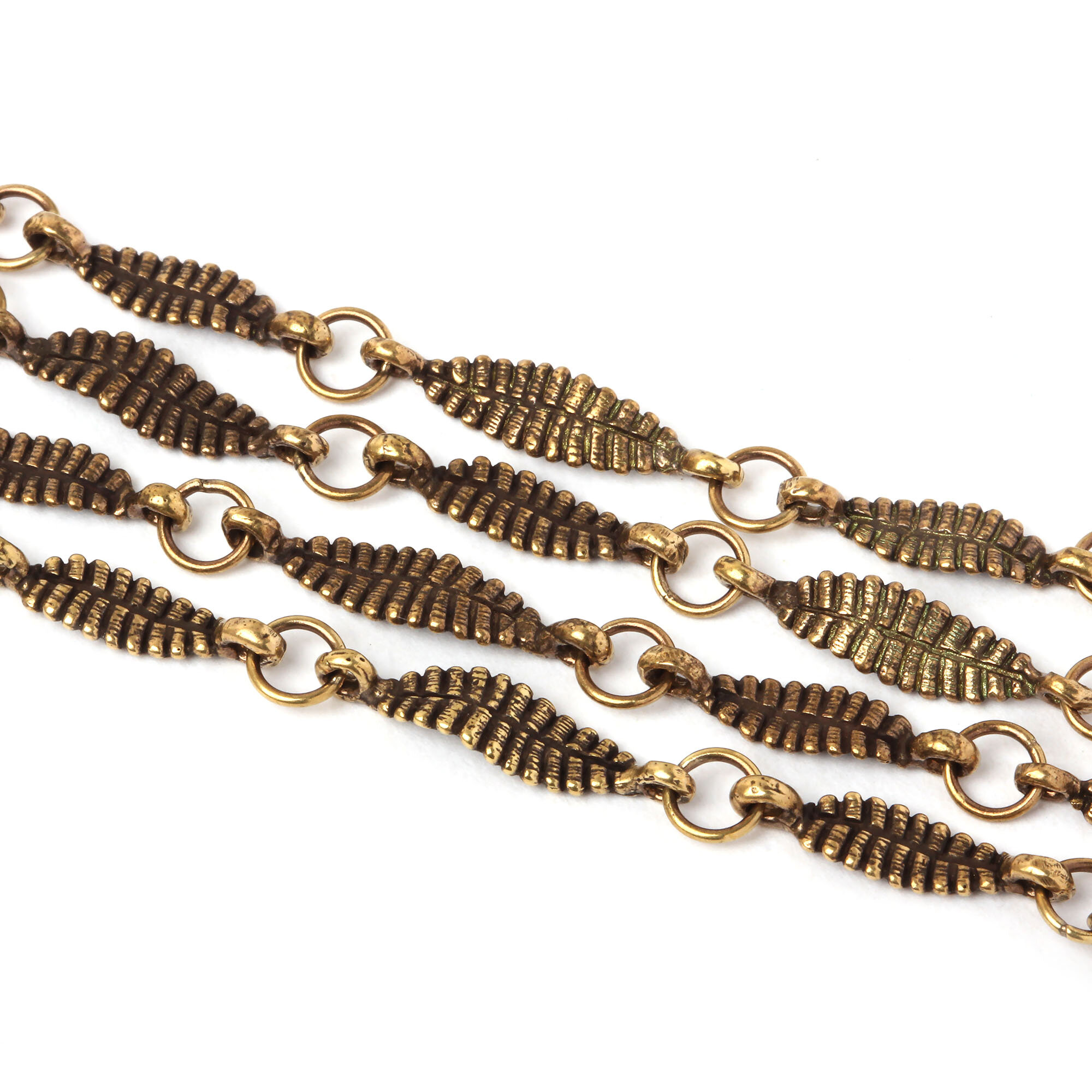 Цепочка отрезная (без замка), 24х6-20х5мм, Anna Bronze, Папоротник, базовый материал - латунь, цвет античная латунь (золотистый с чернением), 50 см.