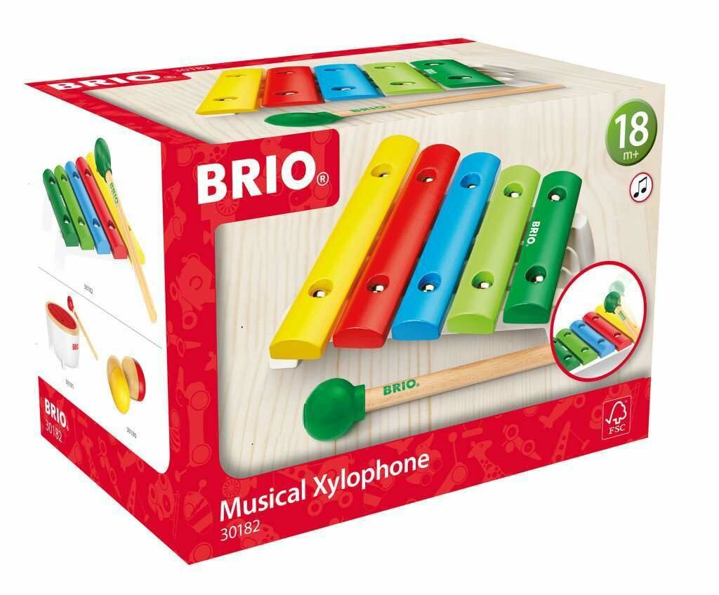 BRIO 30182 Ксилофон детский, 5 клавиш, для детей от 18 месяцев — фото 1