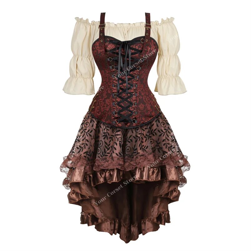 Женский стимпанк костюм пирата XXL, brown 17