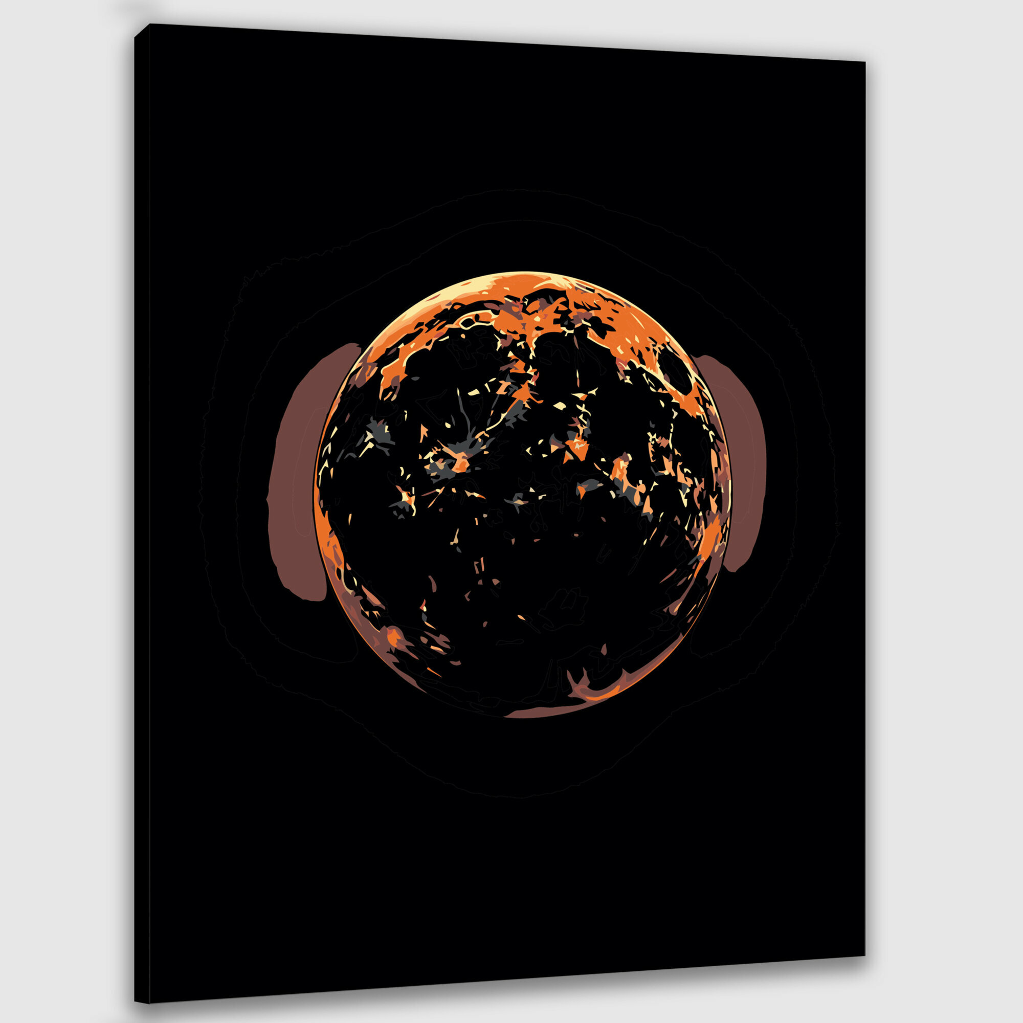 Картина по номерам 40x50 см, лунное затмение, Луна, тень Земли, оттенки красного, оттенки оранжевого, контраст