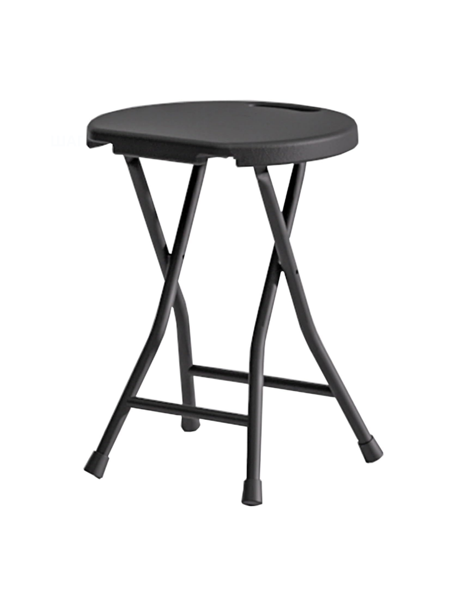 Табурет CleverShop, складной, черный, пластик, металл, 33 см х 45 см