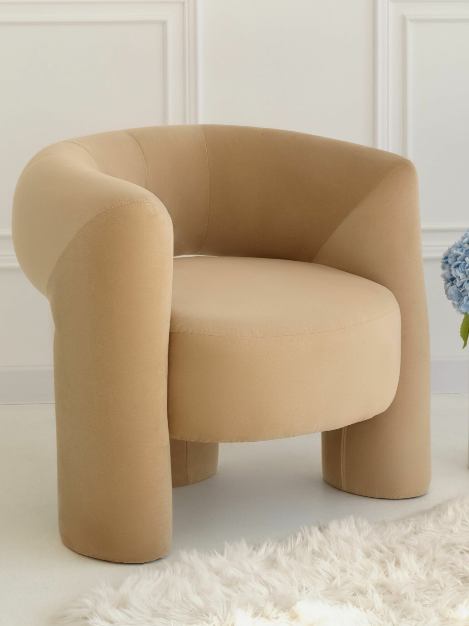 Кресло Клэр мягкое для отдыха дома велюр Maserati Cappuchino 102, XXL 77х77х74 см