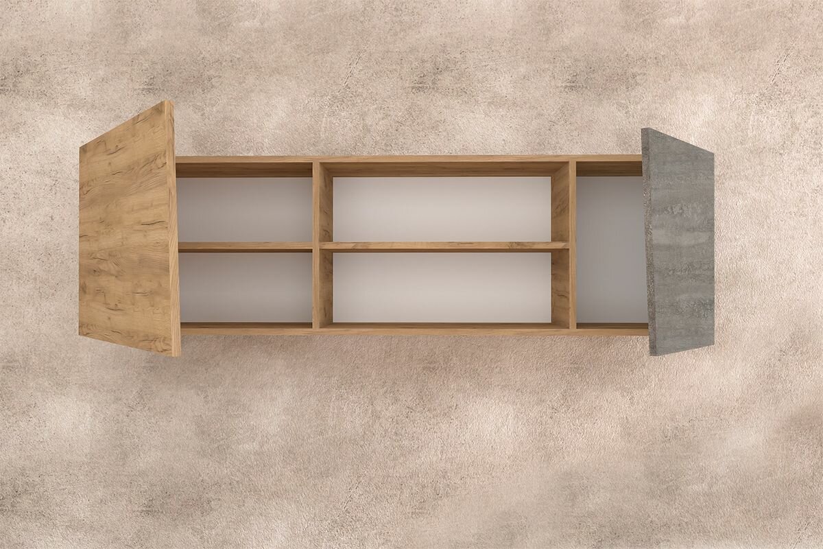 DL Аллегро 10 антресоль Дуб Крафт золотой и Камень тёмный, ширина 150 см, шкаф навесной, полка для книг