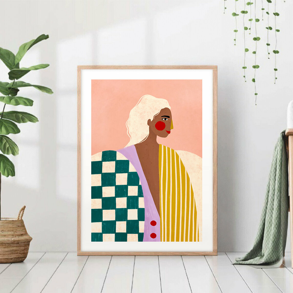 Постер "Яркая девушка в профиль" 40x50 без рамки на стену для интерьера