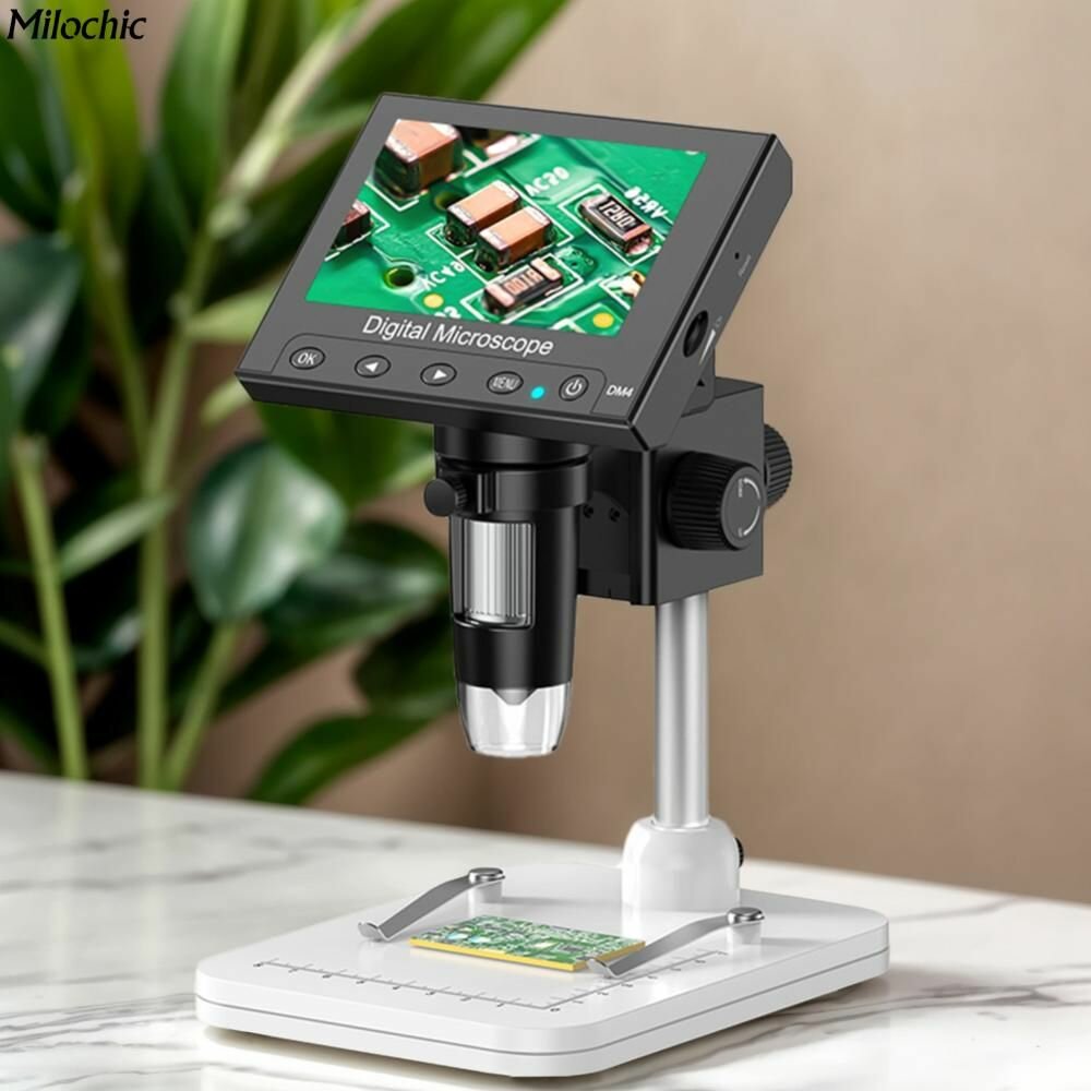 Цифровой микроскоп высокой четкости с большим экраном диагональю 4,3 дюйма, увеличением от 50 до 1000 раз, 8 регулируемыми светодиодами, подходит для обучения и технического обслуживания