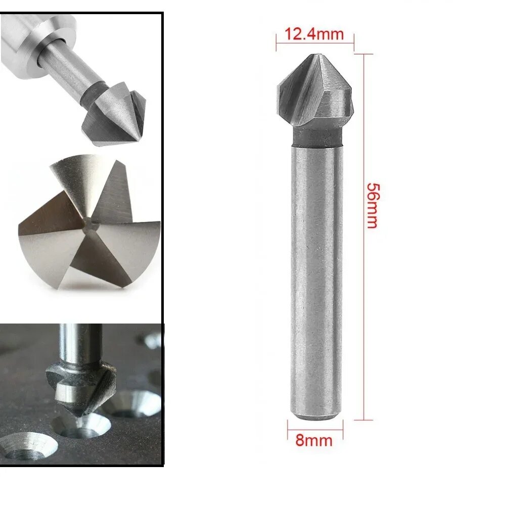 Зенкер 12.4mm, 56mm, 8mm