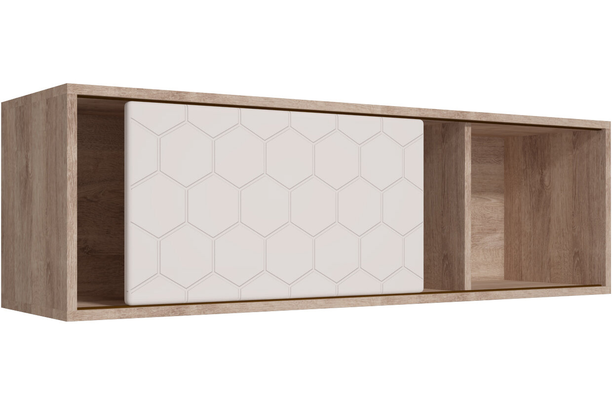 Антресоль навесная настенная Войтек М3 полка купе 32,8х120,0х30,0 см, дуб баррик/белый матовый