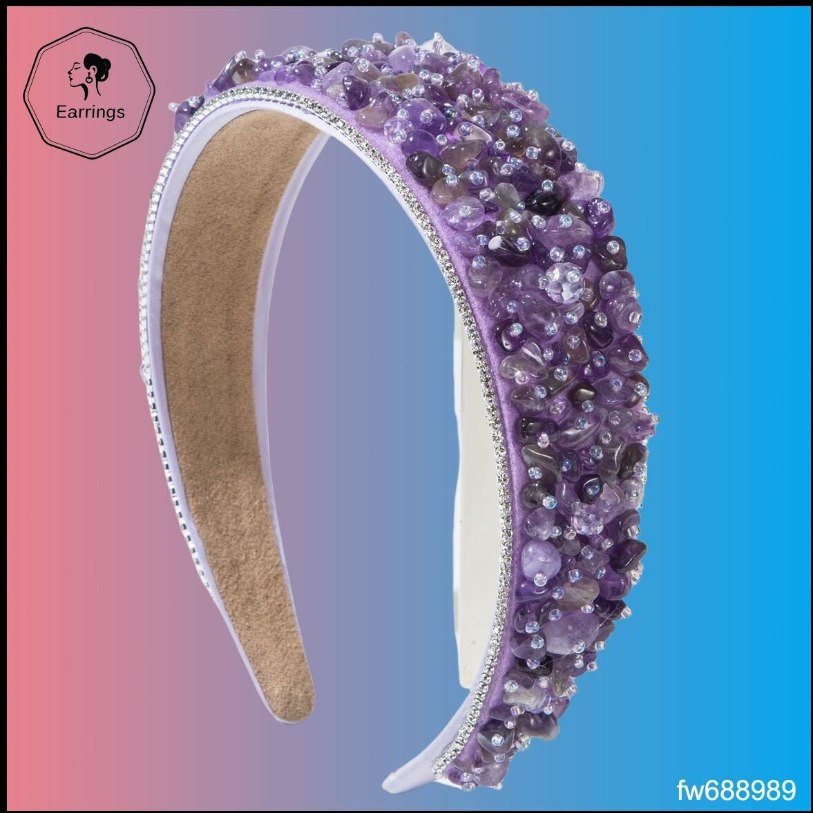 Ободок для волос с натуральными драгоценными камнями