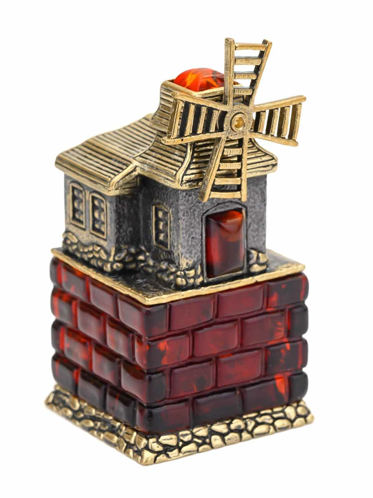 Сувенирная фигурка - Мельница, Балтийский Янтарь, 7,5 см
