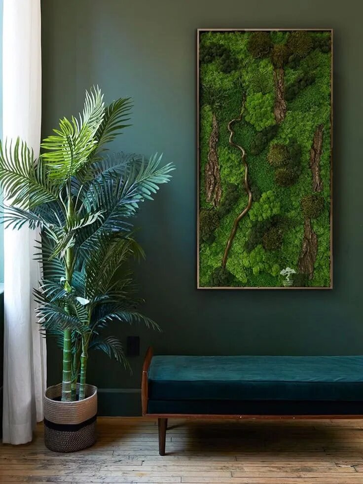 Панно/картина в раме "На опушке". Венге, 117*60 см. Дом Мха - MossArt.