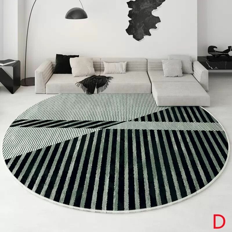 Ковер на пол для комнаты, Круглый ковер в гостиной, мягкий, Чёрный,1 x 1 м -kpa