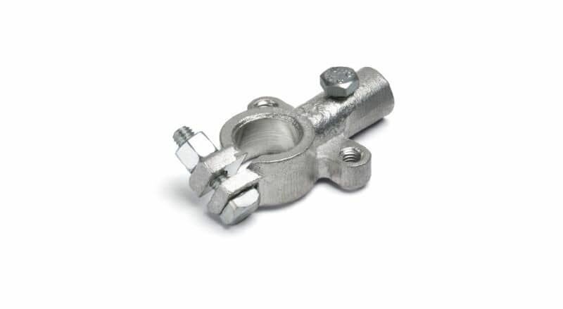 Клемма АКБ (плюс) литая, под провод 16 мм2 болтовое соединение (М6+М6)