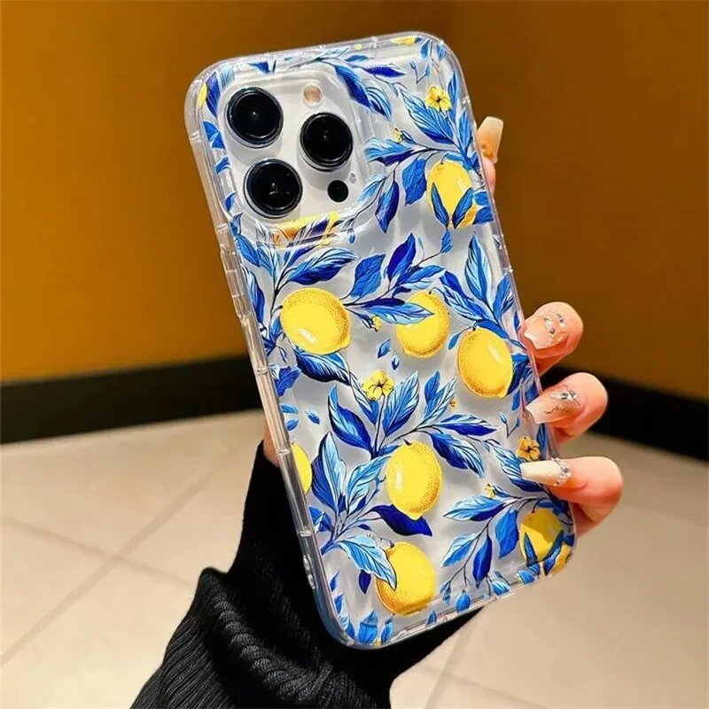 Летний чехол из ТПУ с принтом лимона и свежих фруктов для iPhone 16, 15, 14, Style 1, For iPhone 11