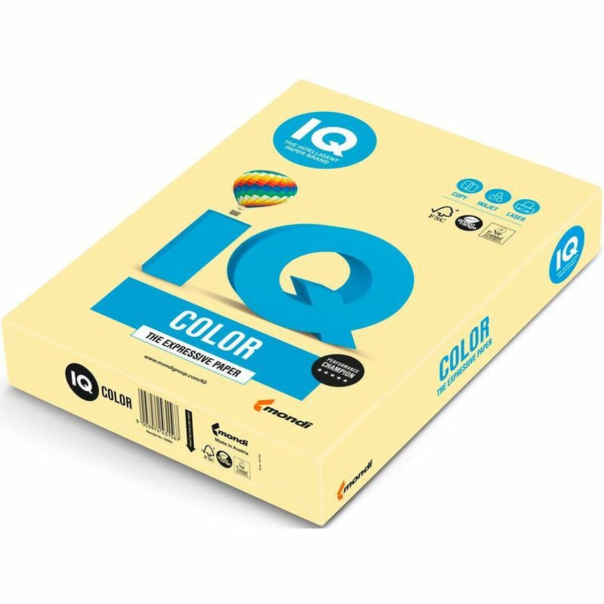 Бумага цветная А4 IQ Color, пастель желтая, 80 г/кв. м, 500 листов (YE23)