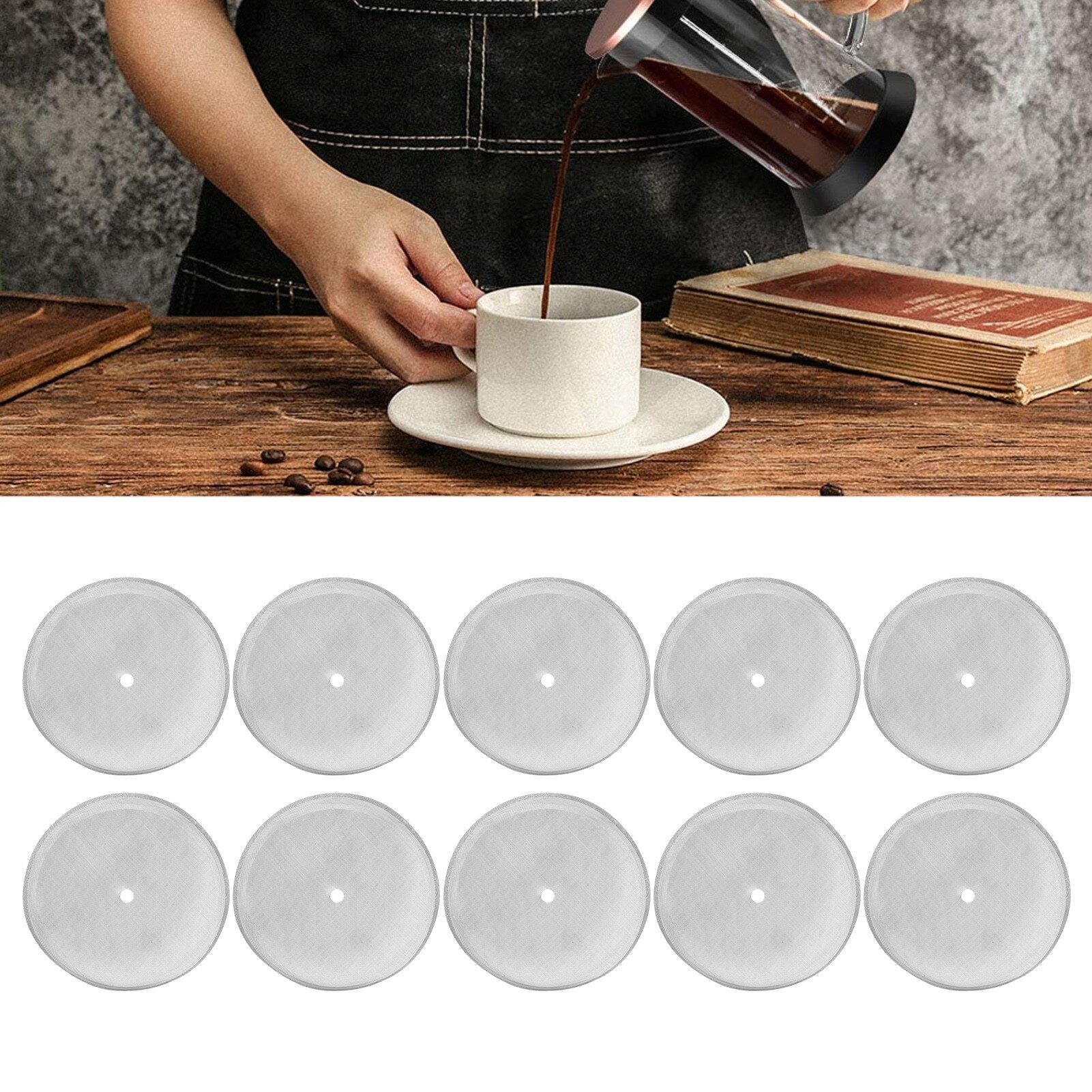 10 шт. многоразовая сетка из нержавеющей стали 304 для пресса для кофе диаметром 1000 мм, аксессуар 80 сеток