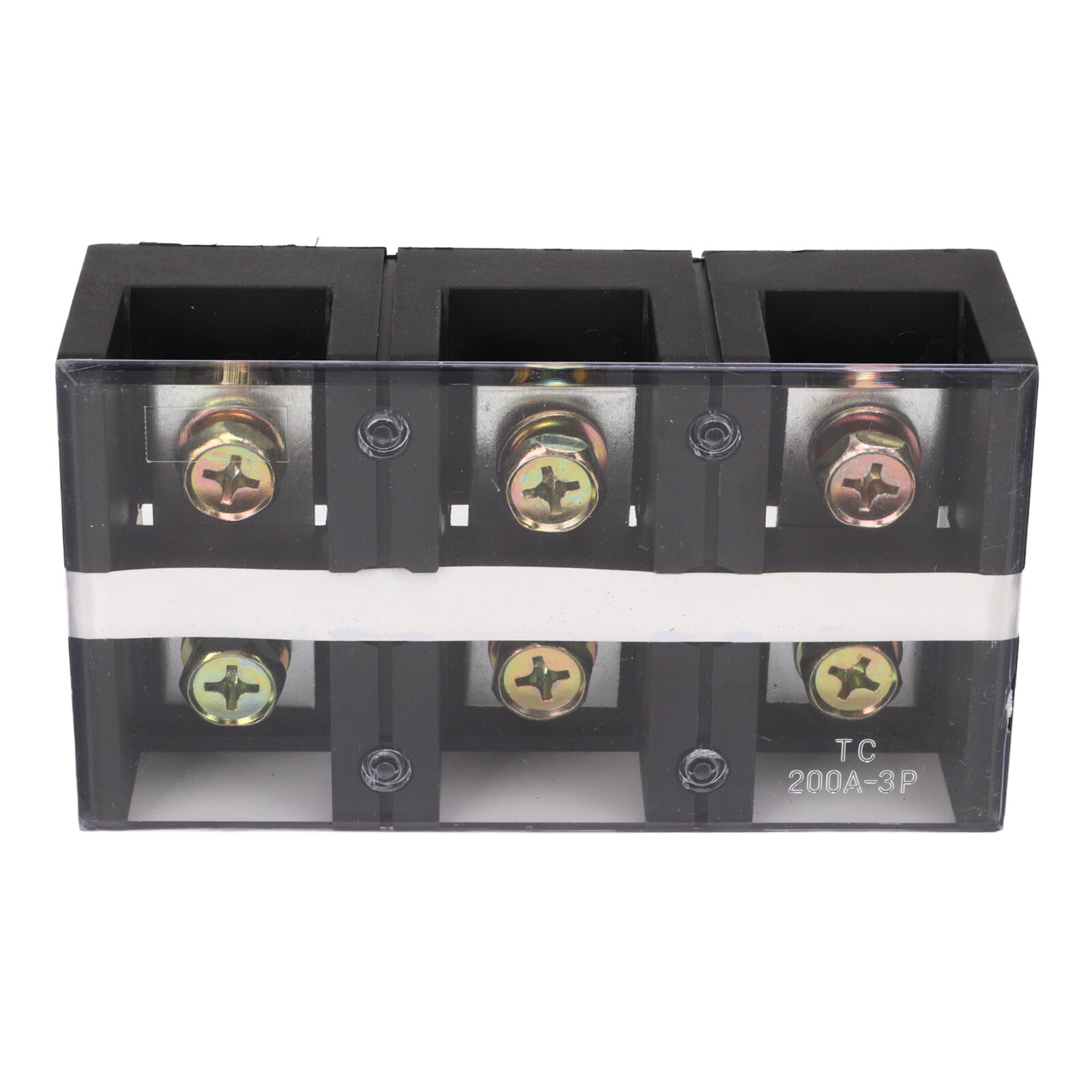 Клеммная колодка с двумя рядами винтовых клемм сильноточного типа с крышкой из поликарбоната для распределения электроэнергии освещения 200 А 600 В, 3 позиции (2003)