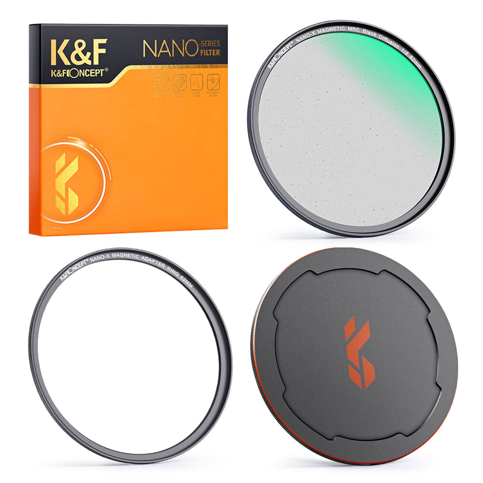 K&F CONCEPT NANO-X-1/8 Мягкий фокусный фильтр Диффузионный фильтр с водонепроницаемой пыленепроницаемой зеленой пленкой FMC для объектива камеры диаметром 82 мм