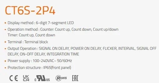CT6S-2P4Новый оригинальный многофункциональный таймер-счетчик 100-240 В переменного тока 50-60 Гц