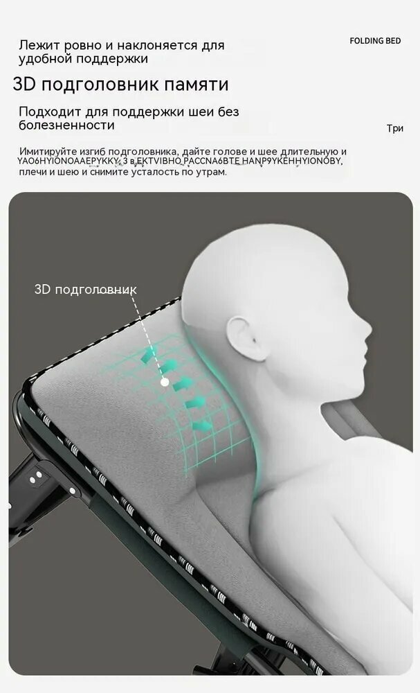 Раскладная кровать 75х190х30см, гостиничная для дома, серая, с бесплатной доставкой и гарантией — фото 1