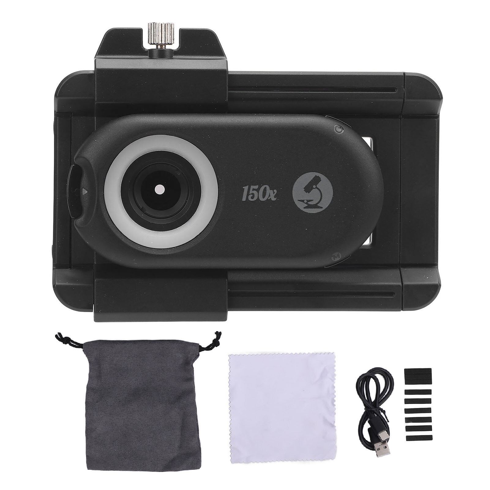 Phone Microscope Lens 150X Zoom Clip On Microscopes Magnifier with CPL Filter LED Light Portable Pocket Microscope Camera Attachment for Android