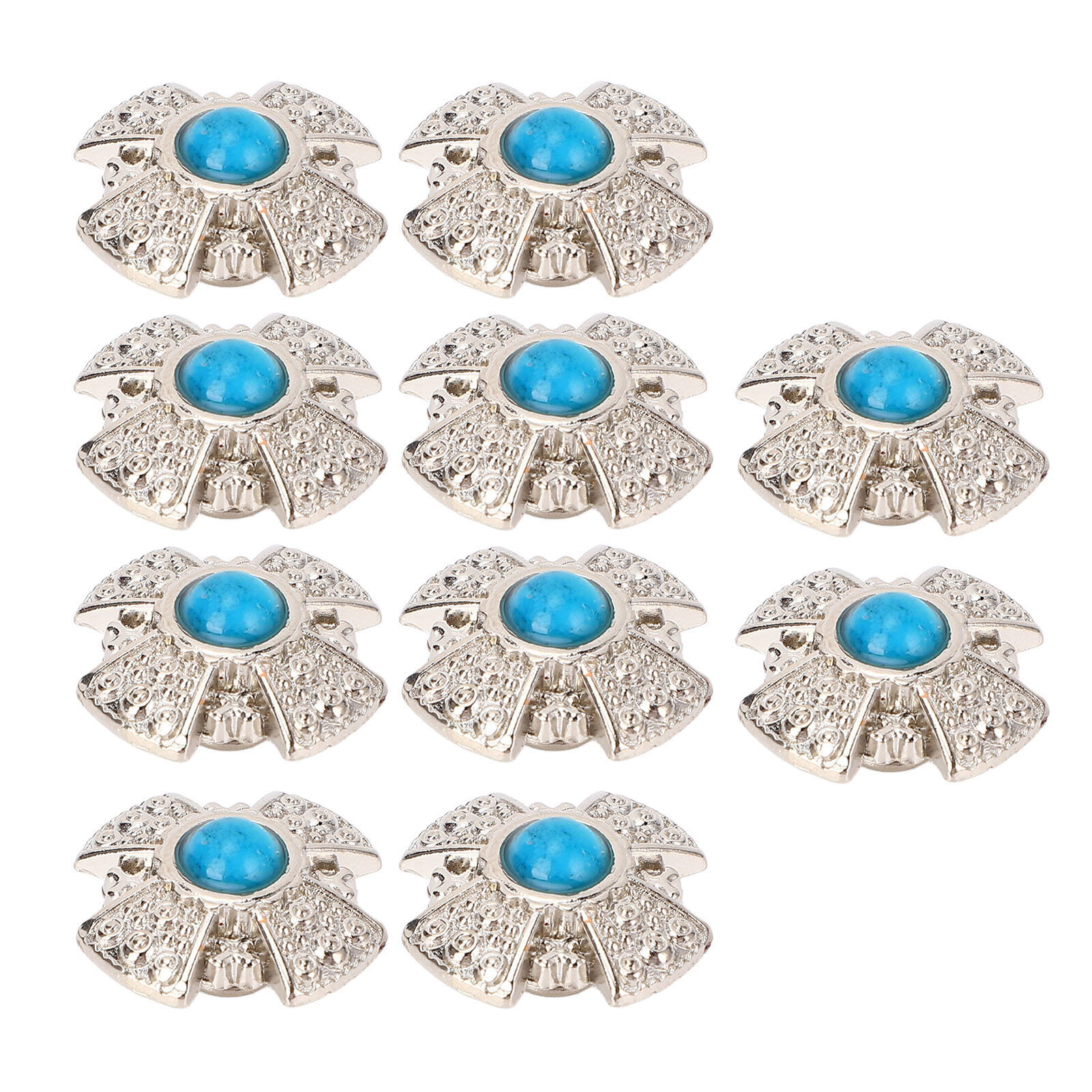 10 комплектов перекрестных винтовых пуговиц с цветными драгоценными камнями, декоративных заклепок, гвоздиков для кожаных седел, сумок для вина, синего цвета