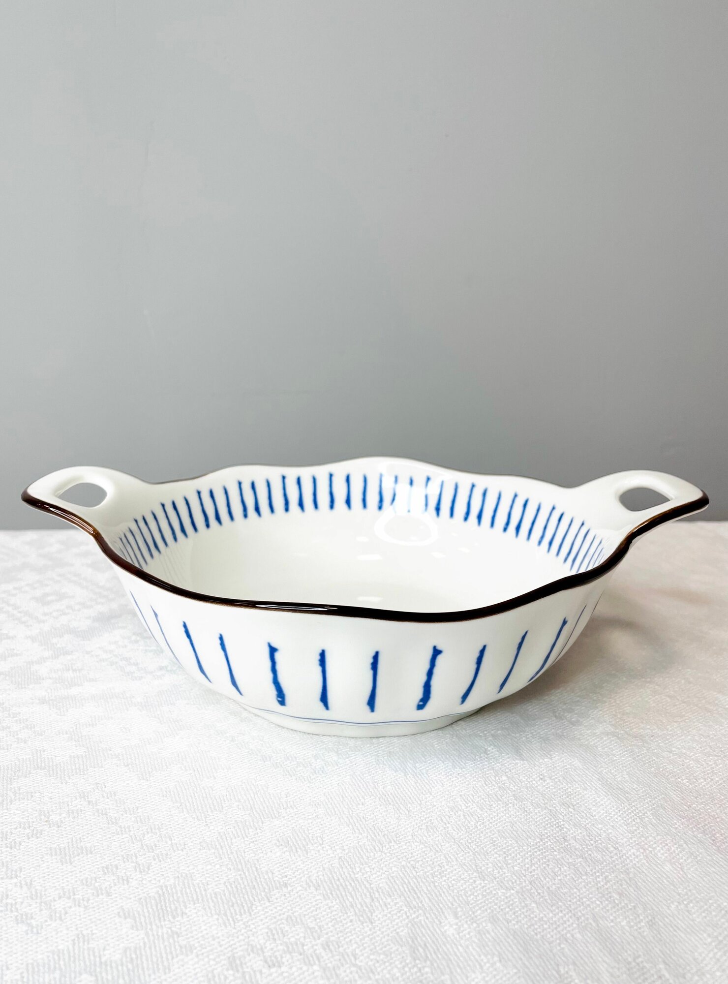 Салатник, блюдо глубокое с ручками, миска для салатов, 25 см, 800 мл, фарфор гжель, федерация