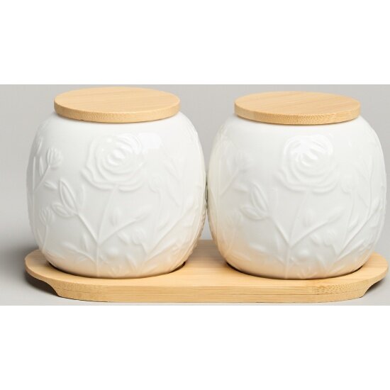 Набор банок Lefard "MEADOW" с крышкой на подставке, 2 шт, 19,5х9,5 см, 400 мл