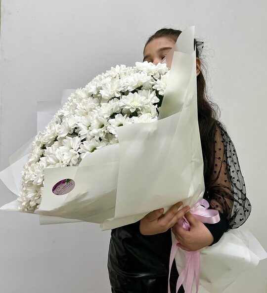 Монобукет "Ромашковидные хризантемы", ромашка кустовая, 15 шт