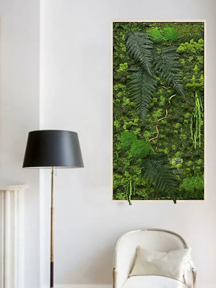 Панно в раме "Jungle Dark". в подарочной упаковке, Бежевый, 117*60 см. Дом Мха - MossArt.