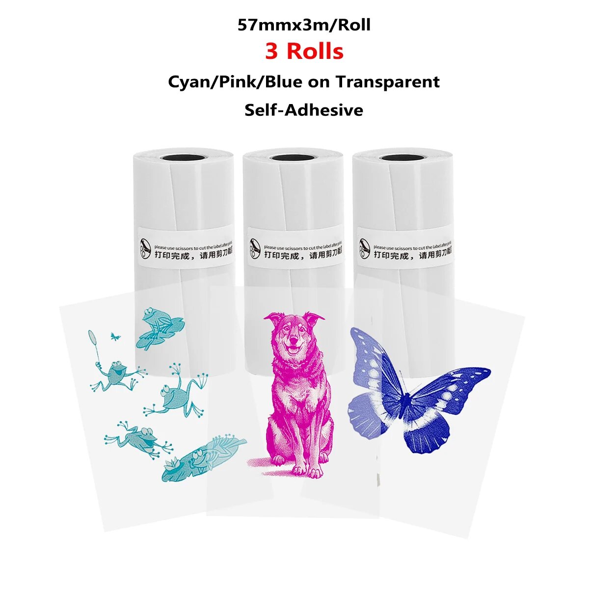 Самоклеящаяся бумага для принтера PeriPage A6 3Rolls Color Sticker