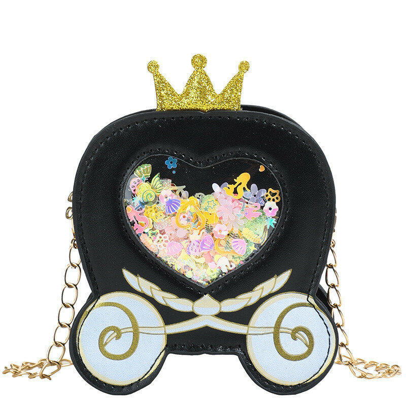 Детская сумка принцесса стиль через плечо с блестками для повседневных прогулок черный