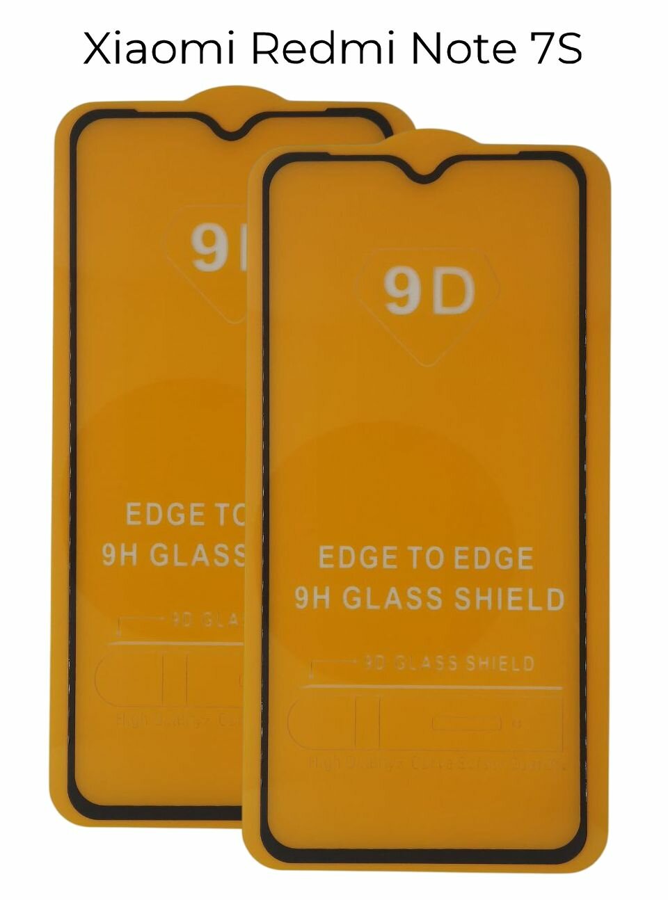 Защитное стекло Xiaomi Redmi Note 7S, черная рамка, 2 шт.