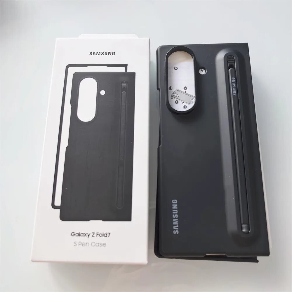 Новый чехол для телефона Samsung Z Fold 7 5G Skin Feel S Pen, полный защитный противоударный чехол со встроенным стилусом для Galaxy Z Fold7 Черный, Black