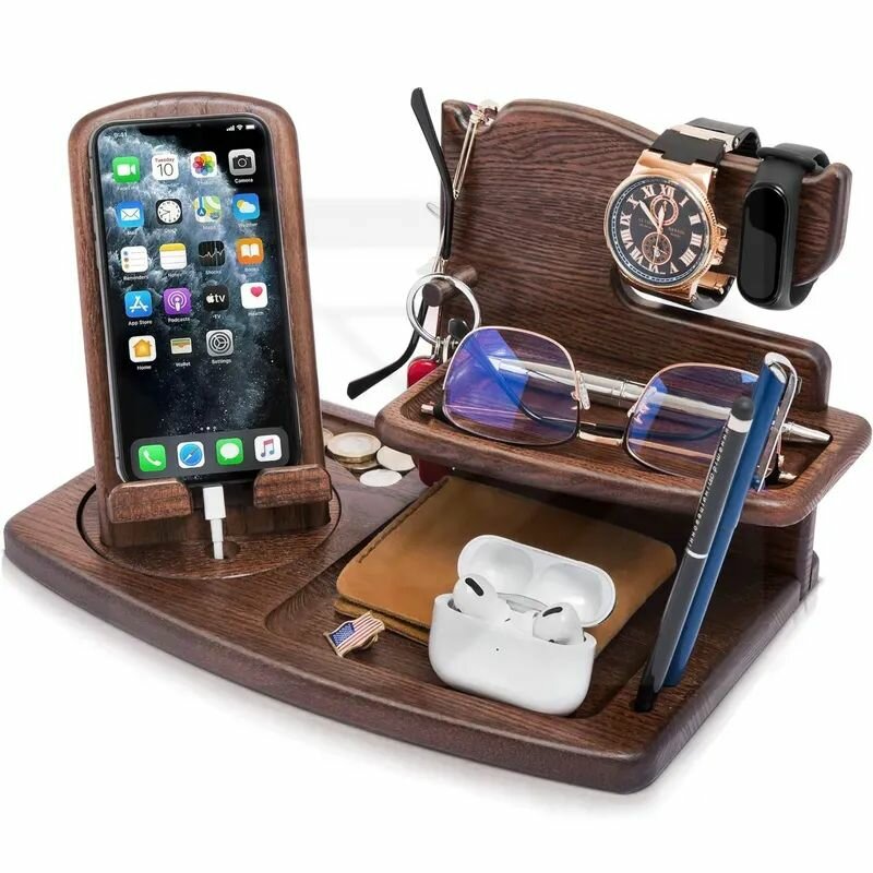 Держатель для телефона, деревянный, вращающийся, универсальный