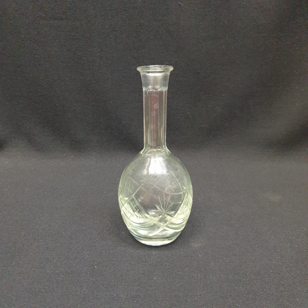 Графин "Эгоист" штоф стекло резка высота 18 см, 250 мл, винтаж СССР