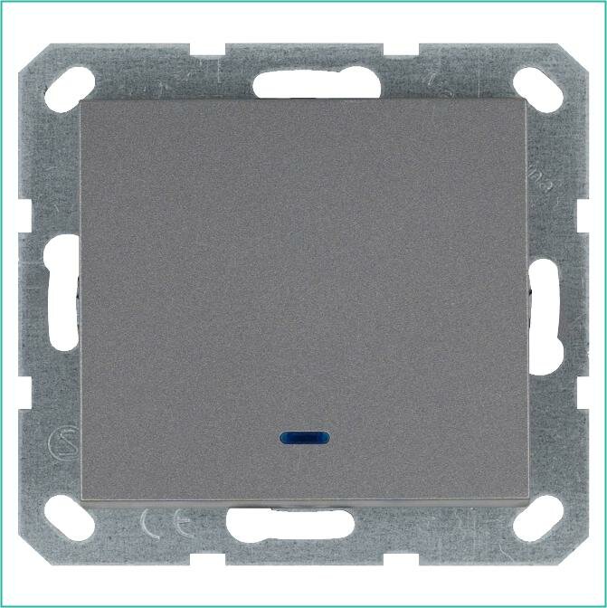 Выключатель 1-кл. 10А IP20 с подсветкой механизм алюм. Jasmart G3011NS