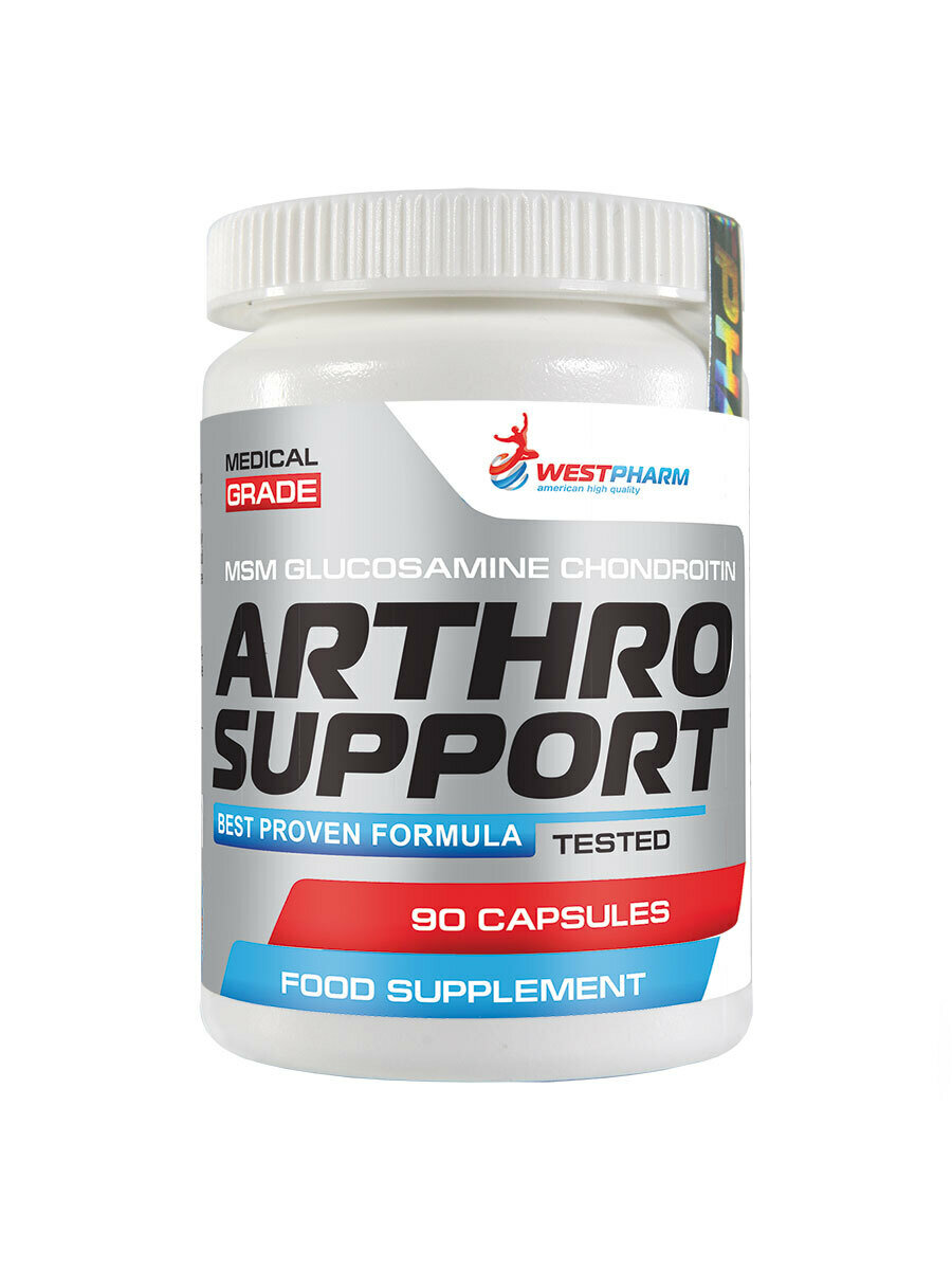 WestPharm Arthro Support / Артро Суппорт / Спортивная добавка / Глюкозамин сульфат / Хондроитин сульфат / Мсм / 90 капсул