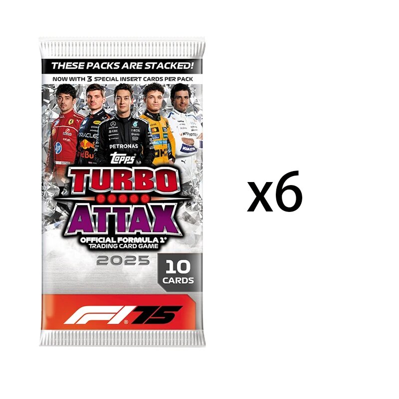 Новинка 2024 года, коллекция карточных игр Topps Turbo Attax Formula 1, каждая упаковка, содержит 3 специальных карточек-вставки, подарок фанату на складе