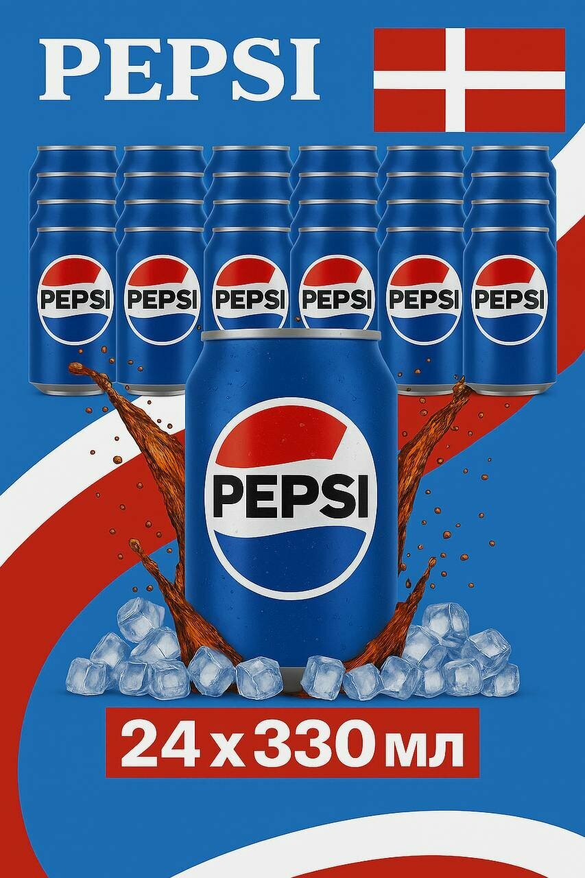 Газированный напиток Pepsi (Пепси) 24 шт * 330 мл, Дания