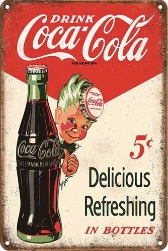 Реклама Coca-Cola, Жестяная табличка, Барный фон, домашний декор,30*20