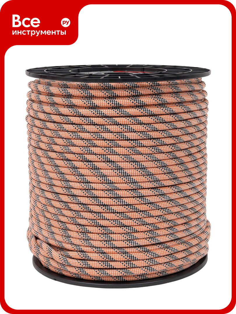 Веревка высокопрочная страховочная статическая 48-ми прядная GIGANT 10 мм 200 м SRG-03