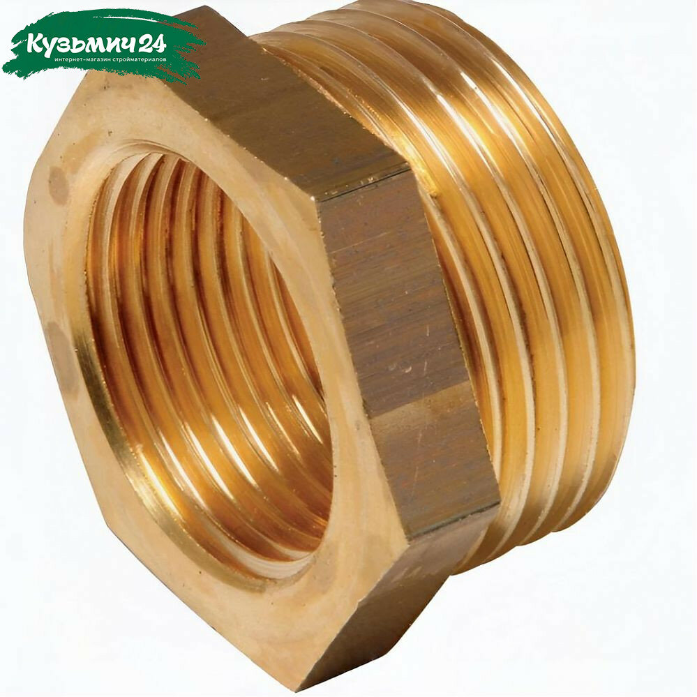 Футорка резьбовая Gappo 1"-1/2", НР-ВР, G1219.0604, фитинг переходной, латунь