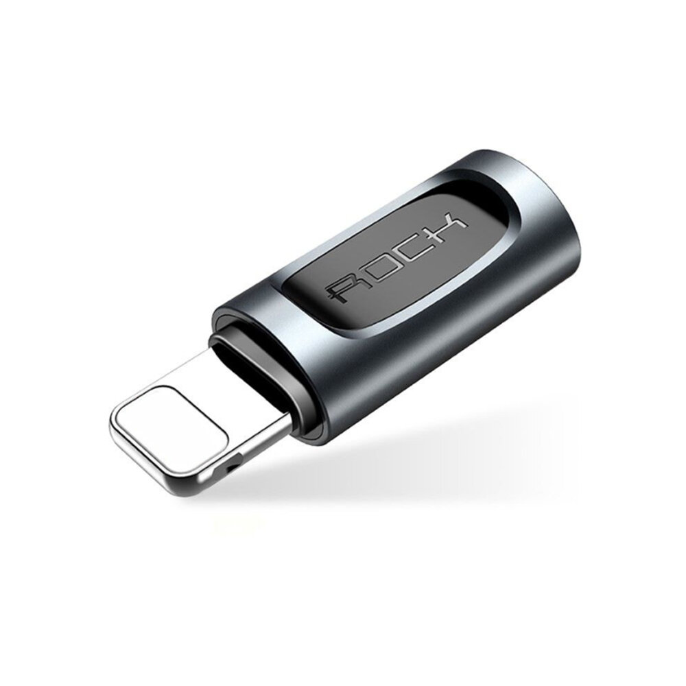 ROCK TYPE C Adapter Black Aluminum Alloy для iPhone iPad, вес 10г, вес упаковки 50г, размер упаковки 15x6x3см, в комплект входят 1 x ROCK TYPE C Adapter