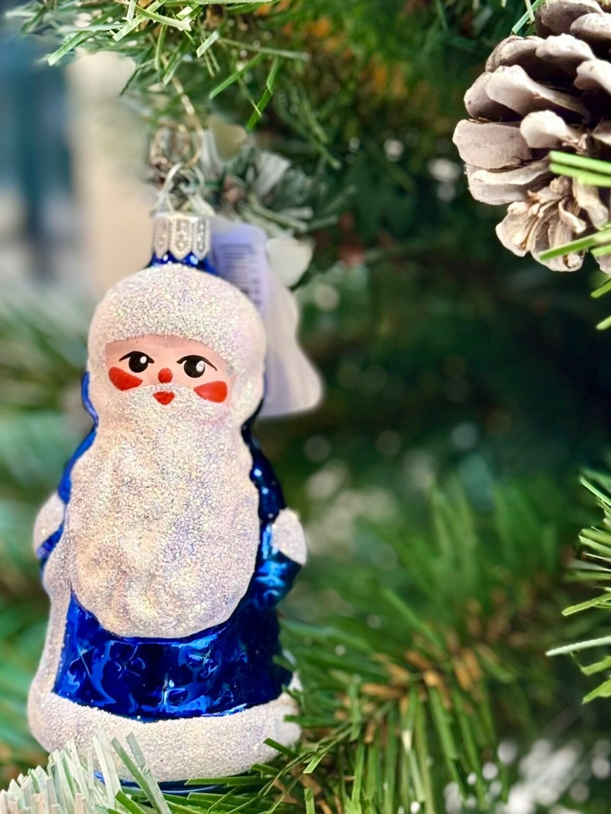 Ёлочное украшение "Дед Мороз" синий 8,7см