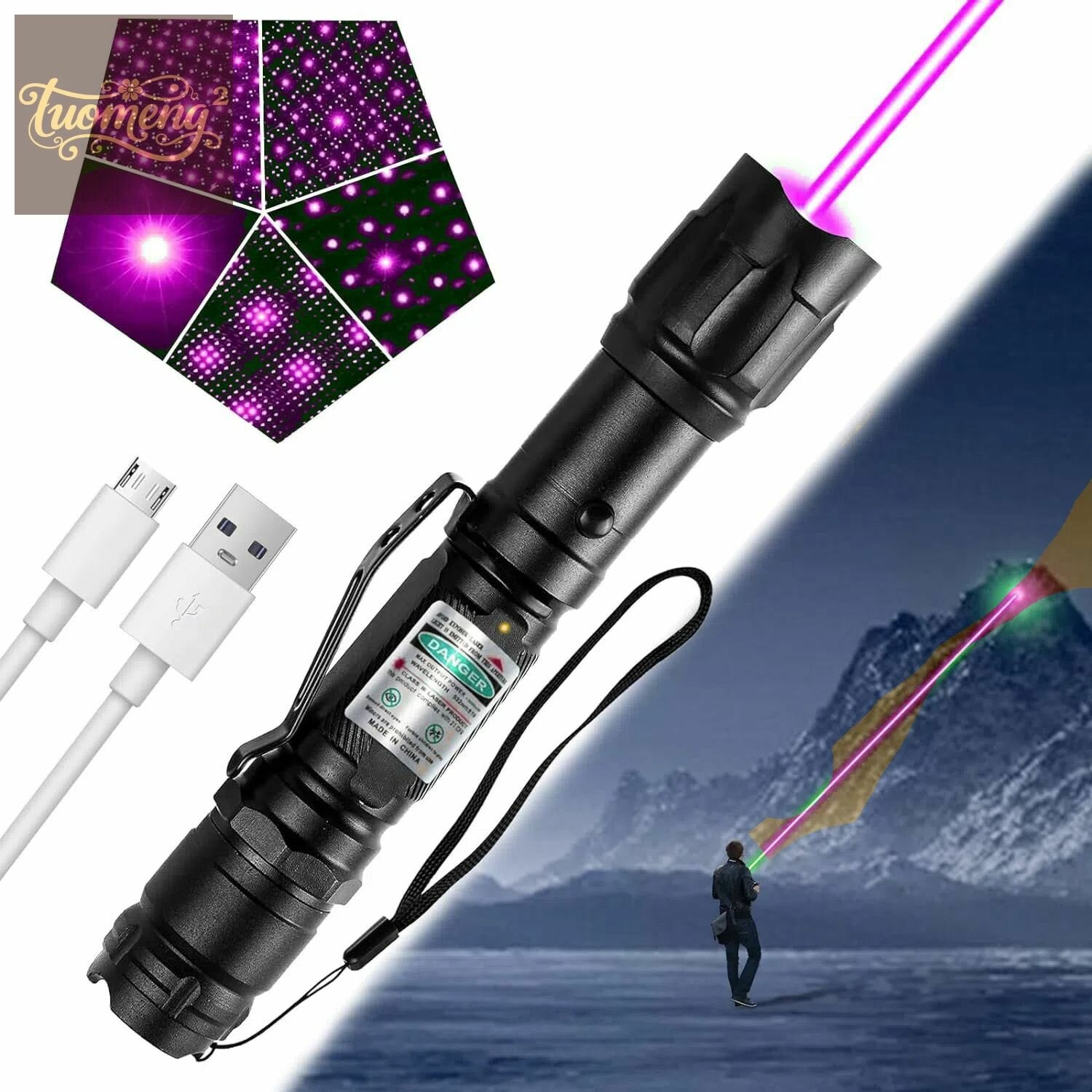 Мощный зеленый лазерный фонарик, перезаряжаемый мощный дальний лазерный луч, подходит для демонстрации астрономии на открытом воздухе, в кемпинге