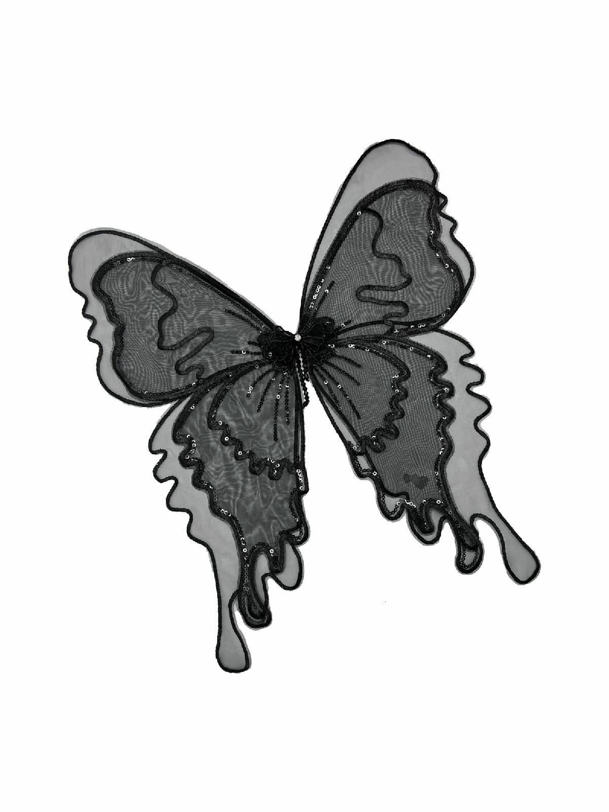 Вышитые аппликации бабочки, Кристально Черный