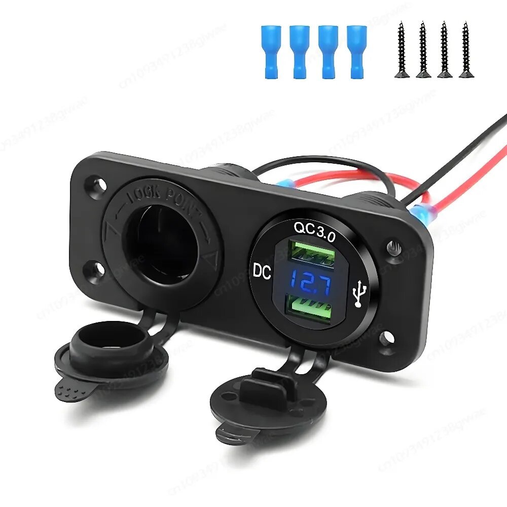 12 В морской прикуриватель водонепроницаемый автомобильный двойной QC3.0 USB розетка панель 12 В розетка светодиодный дисплей зарядное устройство розетка