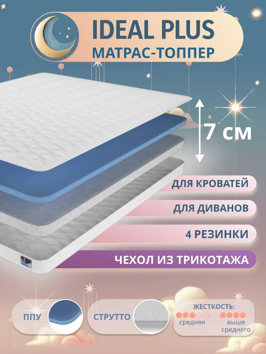 Матрас-топпер 7 см ортопедический 60х200 на диван и матрас топпер ортопедический